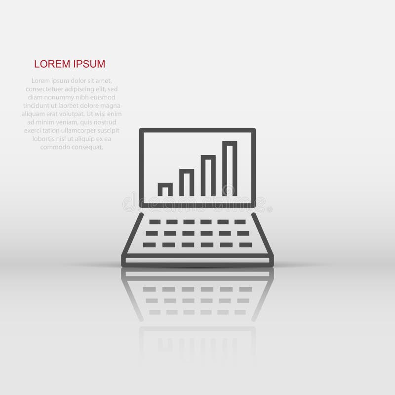 Laptop Chart Icon in Flat Style. SEO Data Vector Illustration on White ...