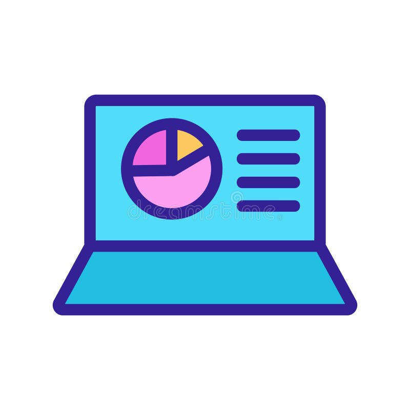 Laptop and Chart Icon Vector. Isolated Contour Symbol Illustration ...
