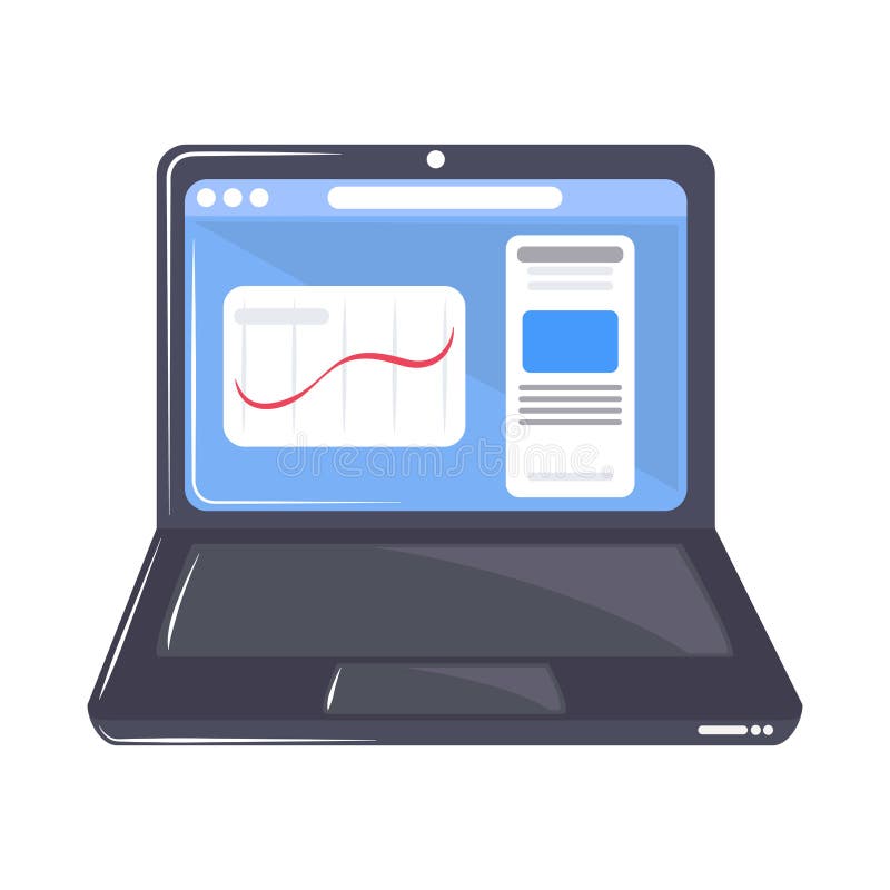 Laptop with chart stock illustration. Illustration of business - 24288353