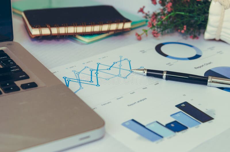 Laptop with Charts and Graphs Stock Photo - Image of market, economy ...