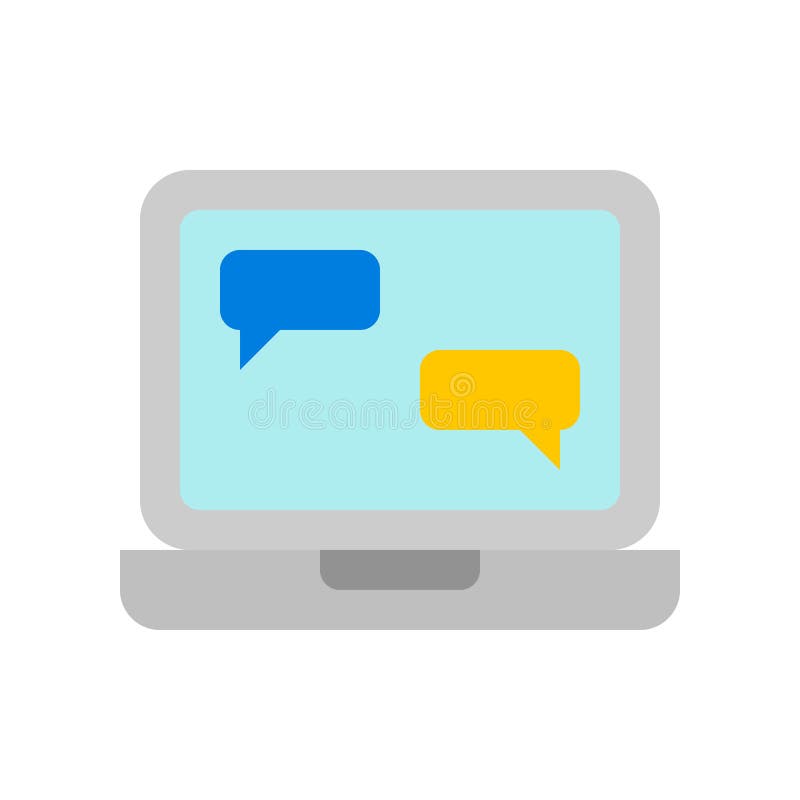Laptop with Chat Box Vector, Social Media Flat Style Icon Stock Vector ...