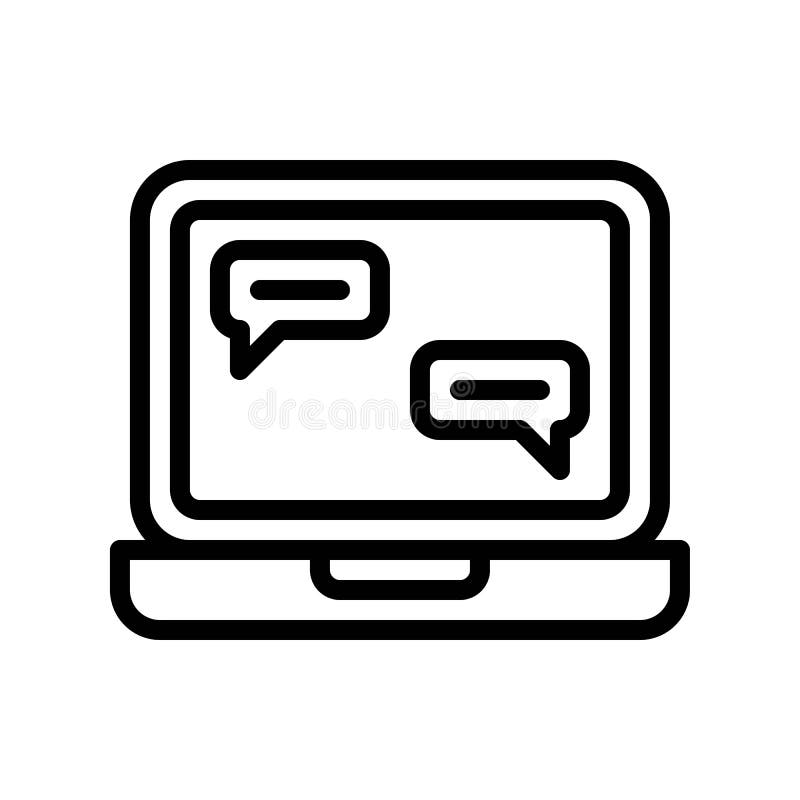 Laptop with Chat Box Vector, Social Media Line Style Icon Stock Vector ...