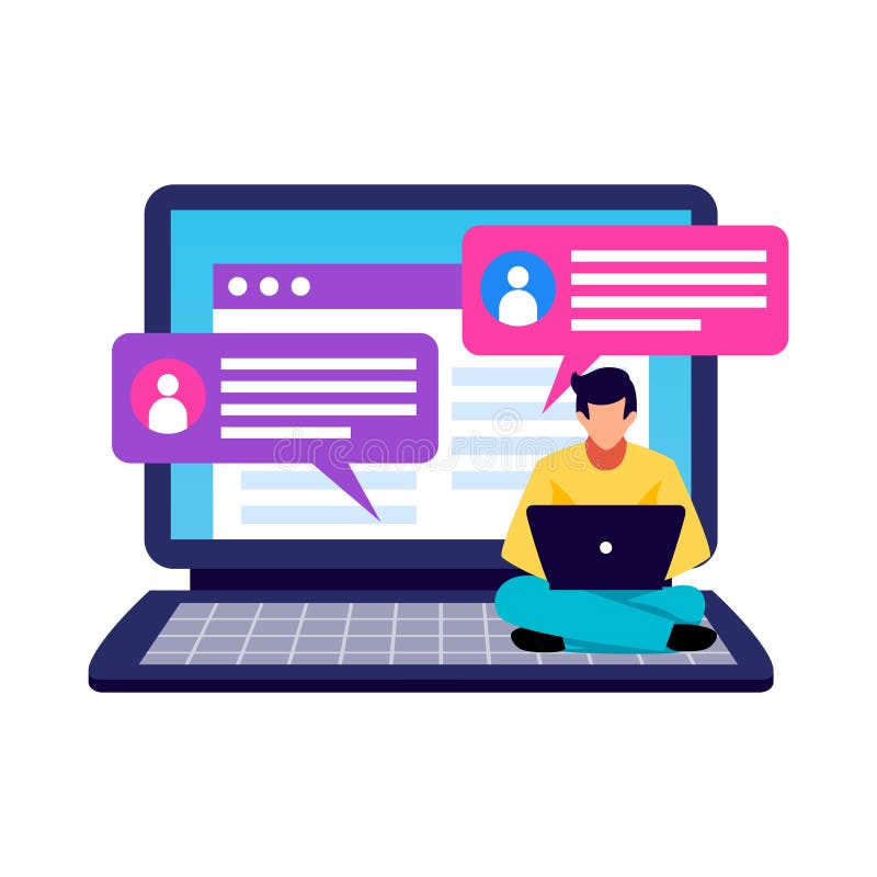 Laptop Chat Bubbles Composition Stock Vector - Illustration of phone ...