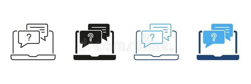 Laptop with Chat Bubbles Line and Solid Icon. Online Communication ...