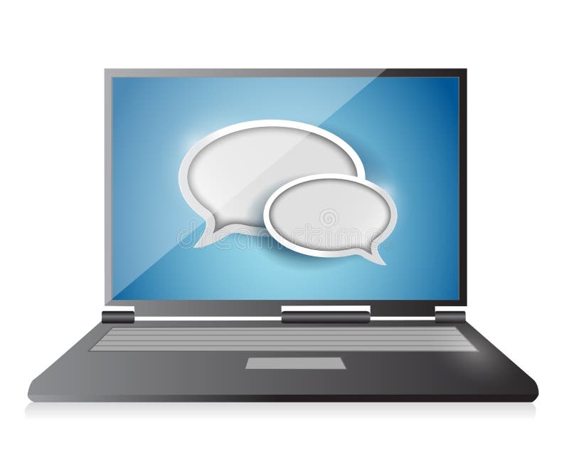 Laptop with Chat Bot Speak in Bubble on Screen. Stock Vector ...