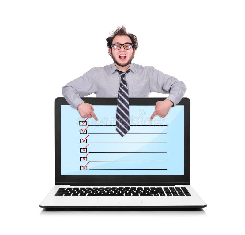 Laptop with check box stock photo. Image of application - 36194654