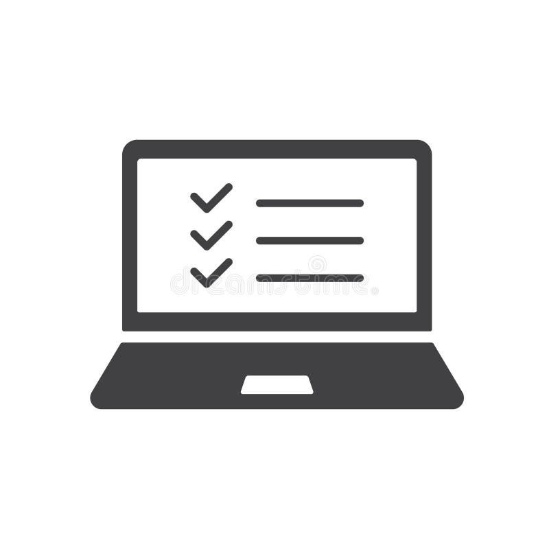 Laptop with Check List Vector Icon Stock Vector - Illustration of tick ...