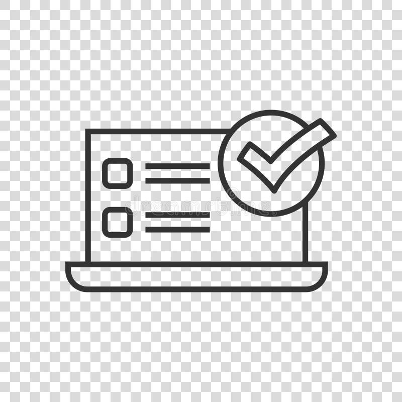 Laptop Check Mark Icon in Comic Style. Computer Approval Cartoon Vector ...