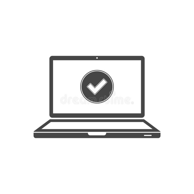Laptop and Check Mark, Simple Vector Icon Stock Vector - Illustration ...