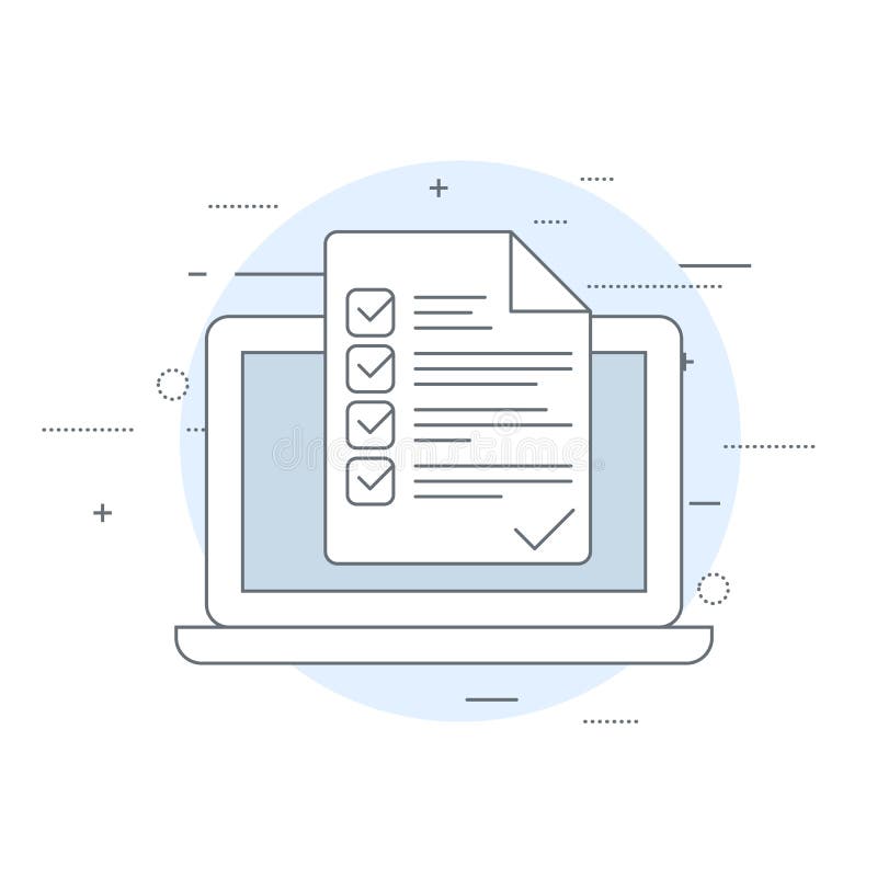 Laptop and Checklist - Inspection or Verification Icon Stock Vector ...