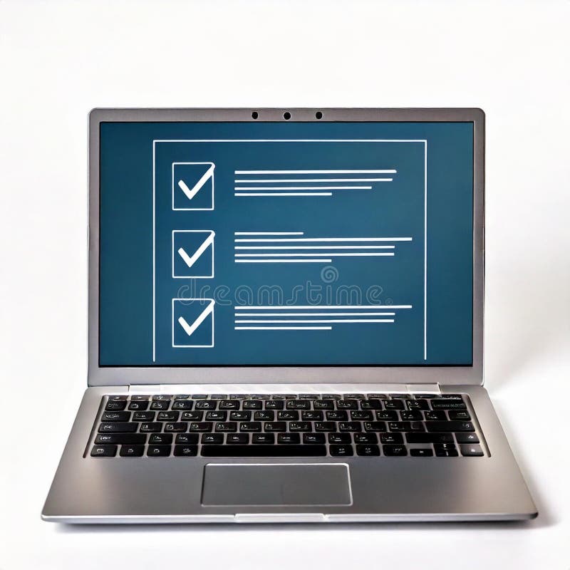 Laptop with Checklist Marks on the Screen Stock Illustration ...