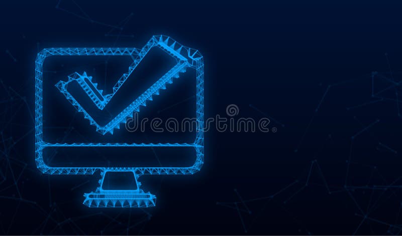 Laptop with Checkmark or Tick Notification in Bubble. Approved Choice ...