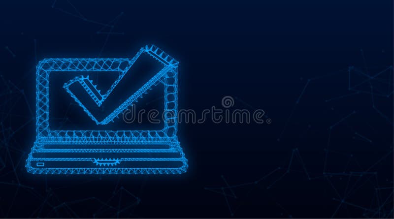 Laptop with Checkmark or Tick Notification in Bubble. Approved Choice ...