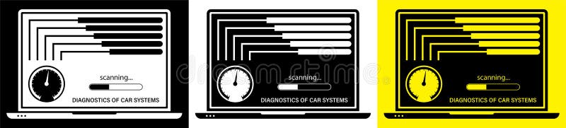 Laptop Checks that the Vehicle is Working Properly. Computer ...