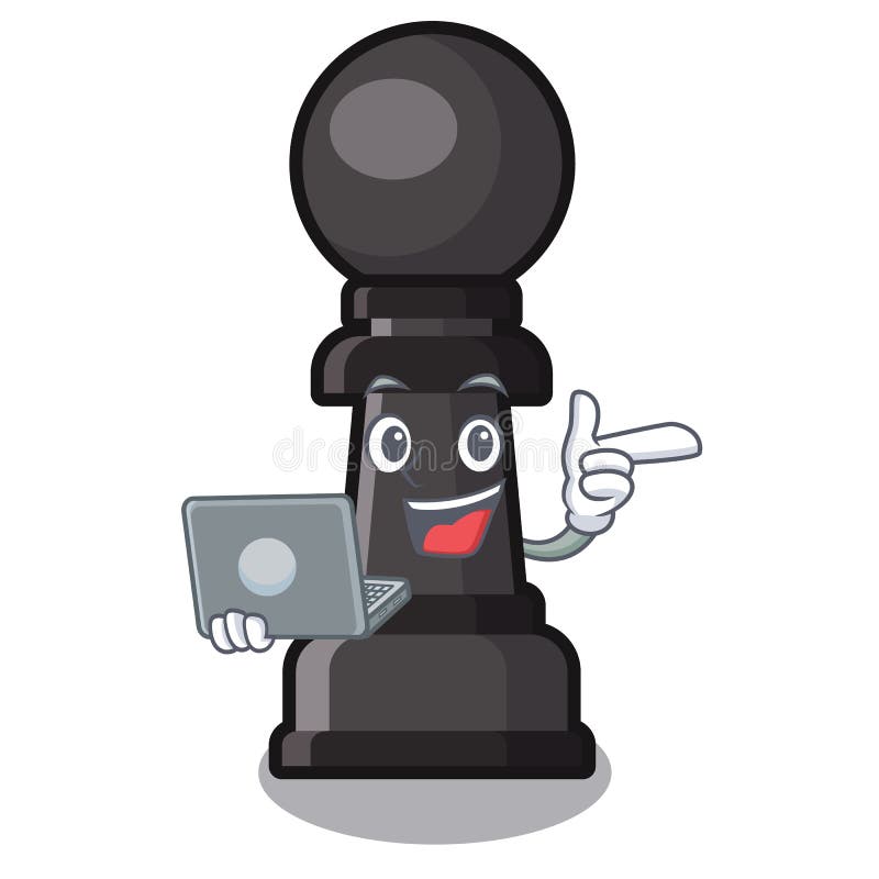 With Laptop Chess Pawn Isolated with the Cartoon Stock Vector ...