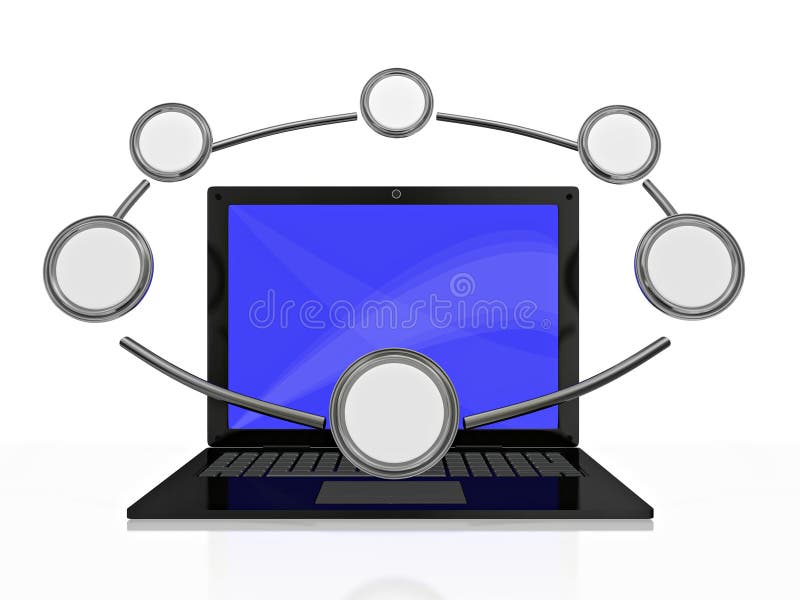 Laptop and Circle Information Loop Stock Illustration - Illustration of ...