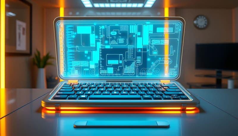 Laptop with Circuit Screen, Technology Interface, Stock Photo ...