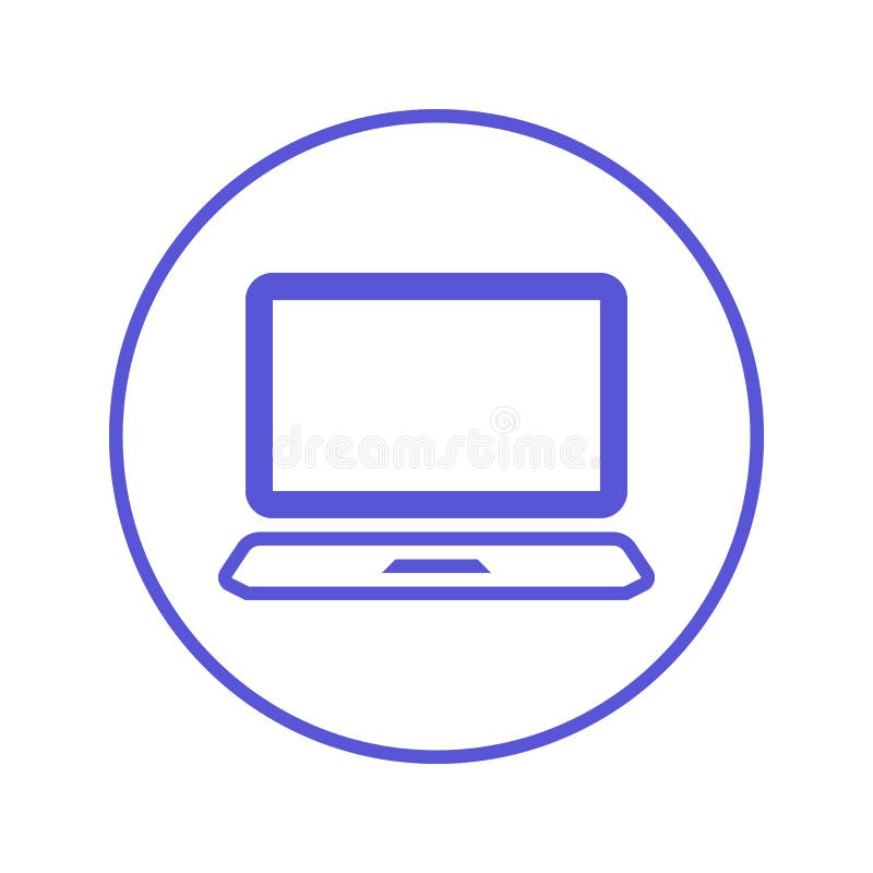 Laptop Circular Line Icon. Round Sign Stock Vector - Illustration of ...
