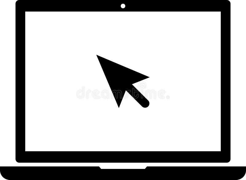 Laptop Click Cursor Black and White Icon. Stock Illustration ...