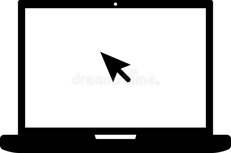 Laptop Click Cursor Black and White Icon. Stock Vector - Illustration of sign, keyboard: 358337209