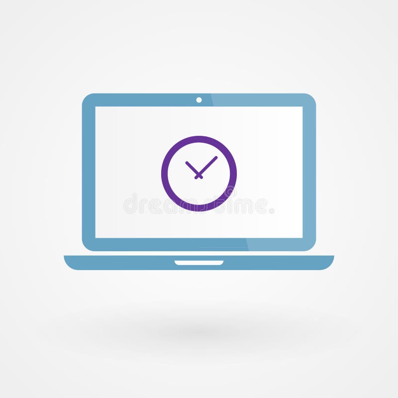 Laptop and Clock. Concept of Time, Productivity. Vector Illustration ...