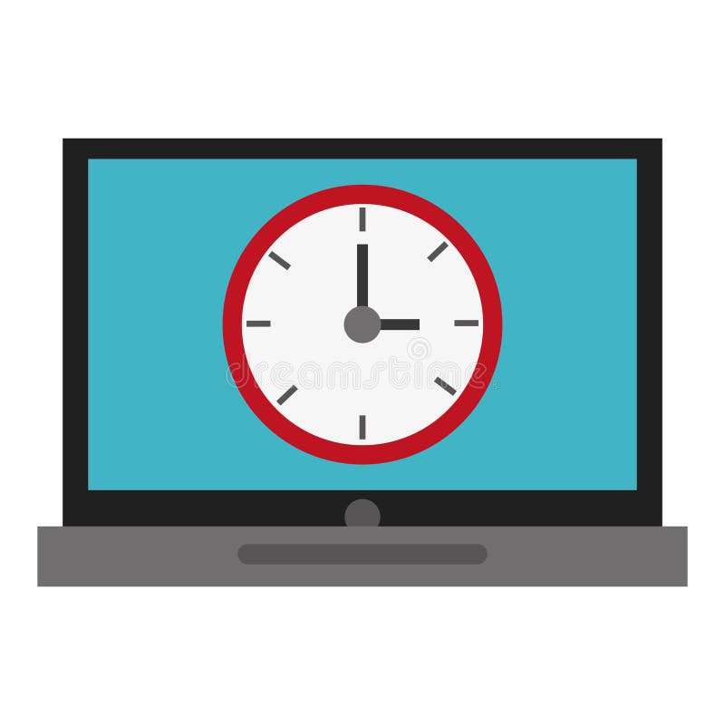 Laptop with Clock , Illustration Stock Illustration - Illustration of ...