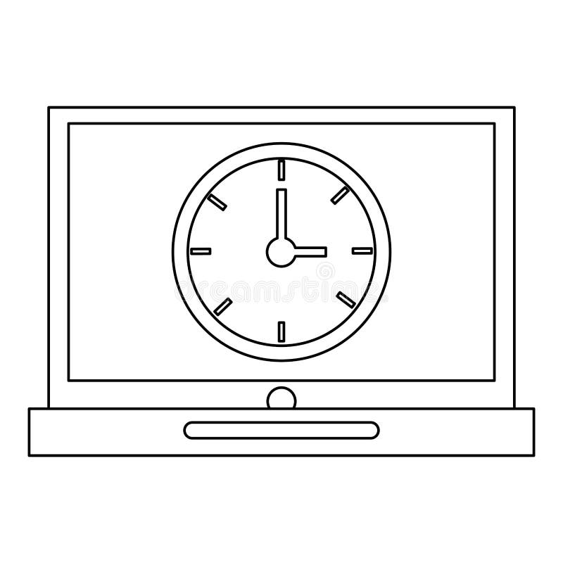 Laptop Clock Calendar and Worktime Design Stock Vector - Illustration ...