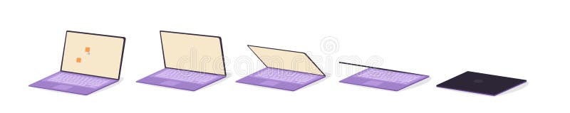 Laptop Closing Animation Elements Stock Illustration - Illustration of ...