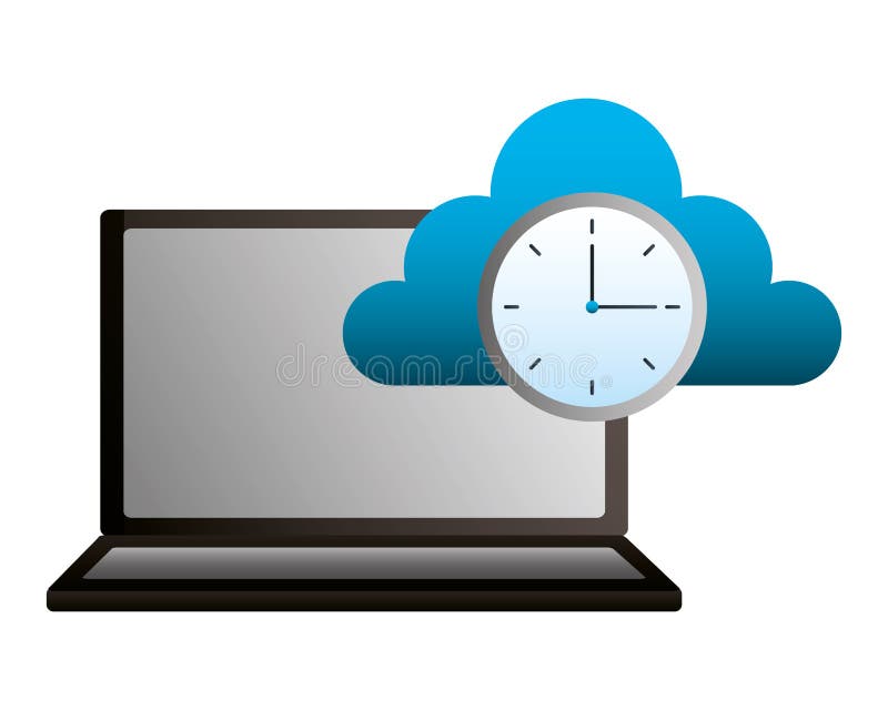 Laptop Cloud Computing Clock Time Stock Vector - Illustration of cloud ...