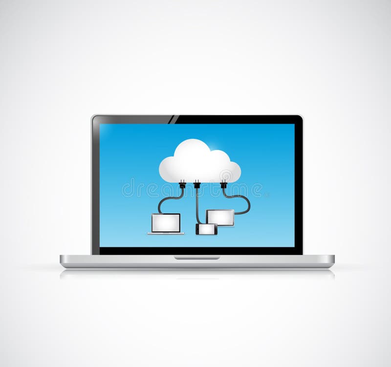 Laptop and Cloud Computing Connection Illustration Stock Illustration ...