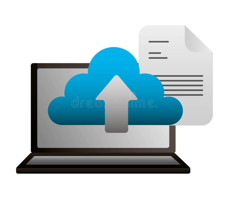 Laptop and Cloud Computing Design Stock Vector - Illustration of ...