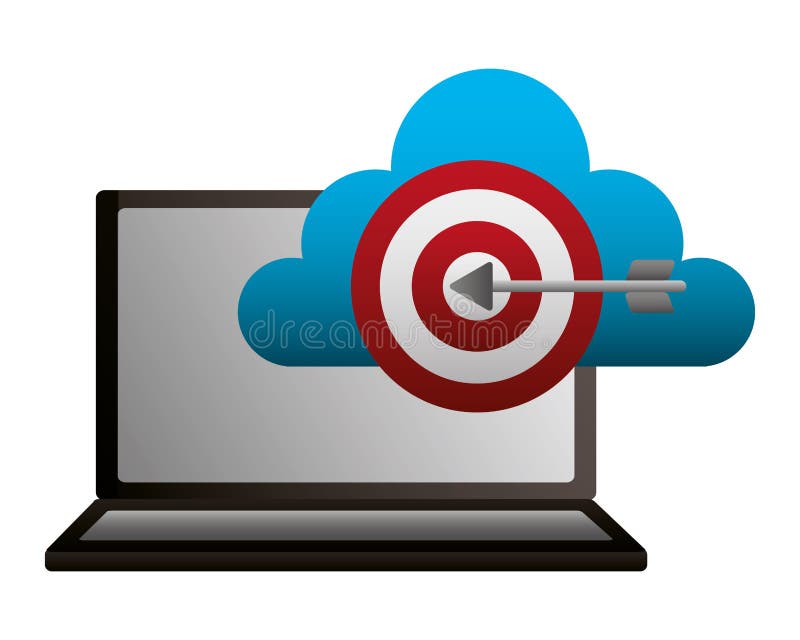 Laptop Cloud Computing Target Business Stock Vector - Illustration of ...