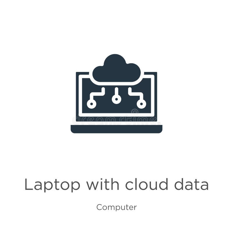 Laptop with Cloud Data Symbol on Screen Icon Vector. Trendy Flat Laptop ...