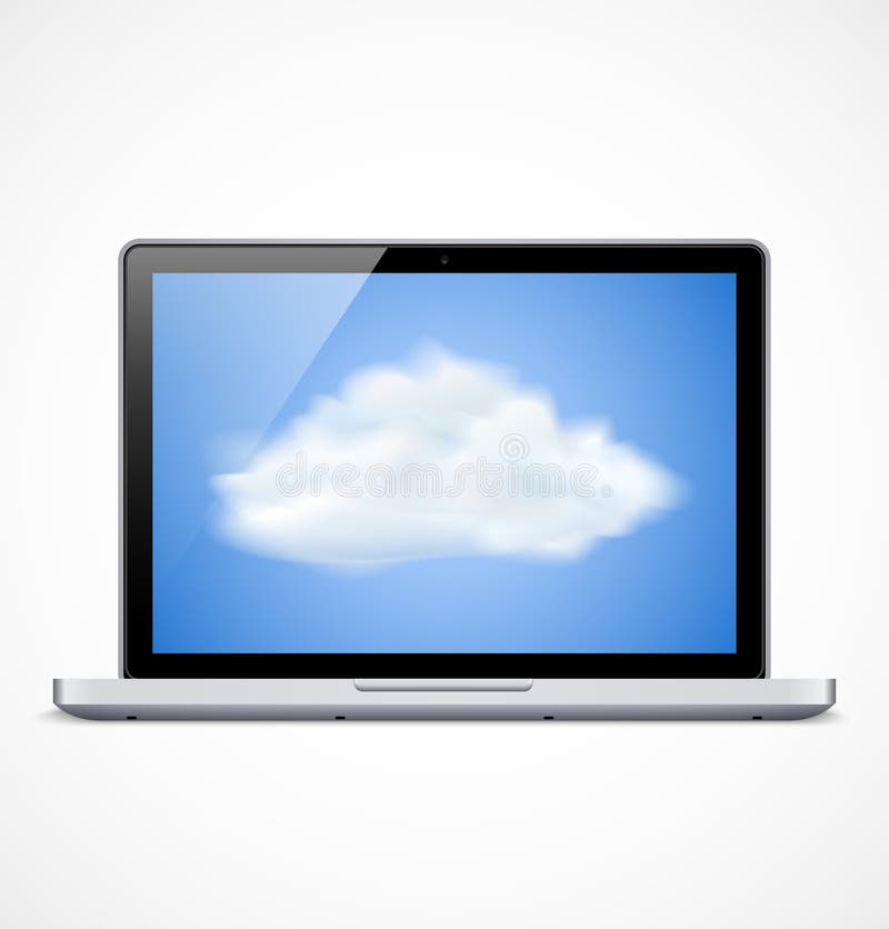 Laptop with cloud icon stock vector. Illustration of banner - 27647224