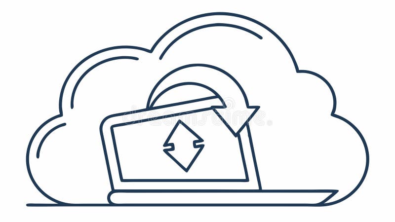 Laptop in a Cloud with Up Down Arrows, Cloud Computing and Sync, Vector Design Generative AI ...