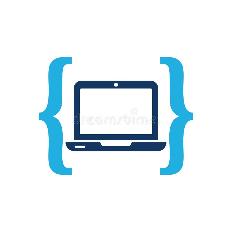 Laptop-Code Logo Icon Design Vektor Abbildung - Illustration von ikone ...