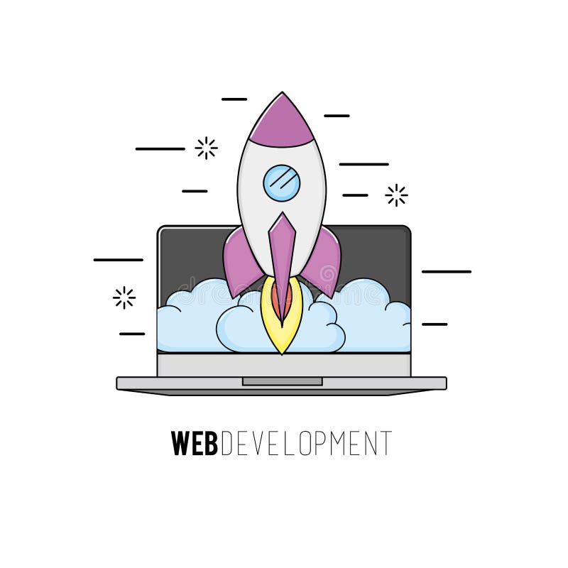 Laptop with Code Programing Software Data Stock Vector - Illustration of firewall, monitor ...