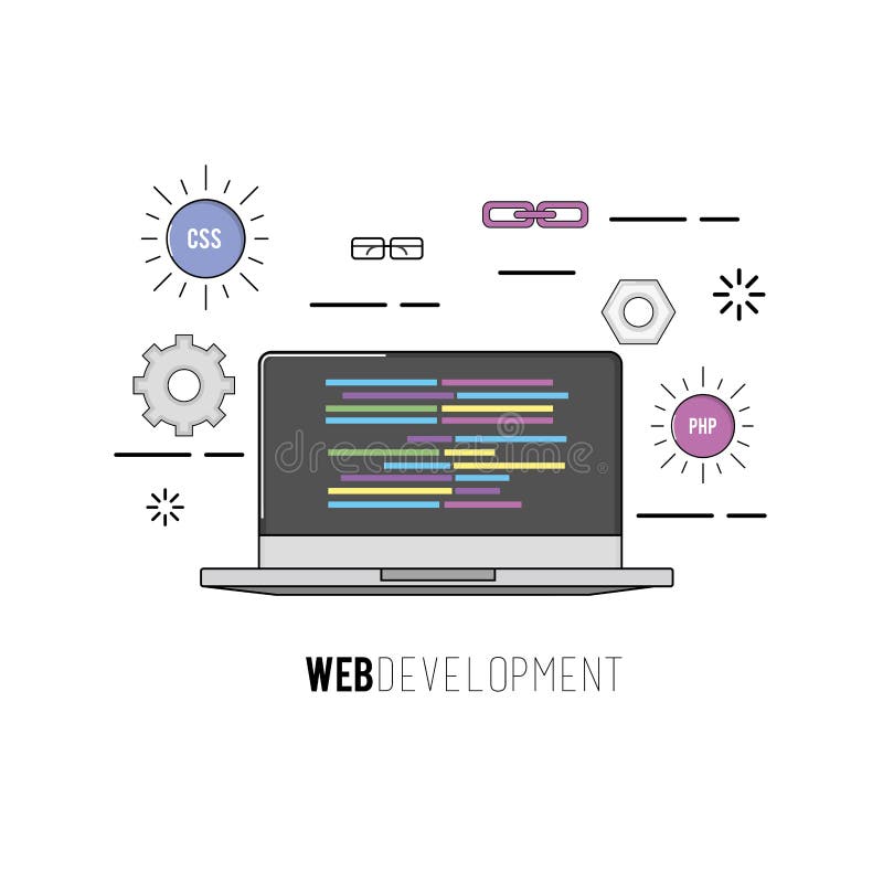 Laptop with Code Programing Software Data Stock Vector - Illustration of html, homepage: 110465987