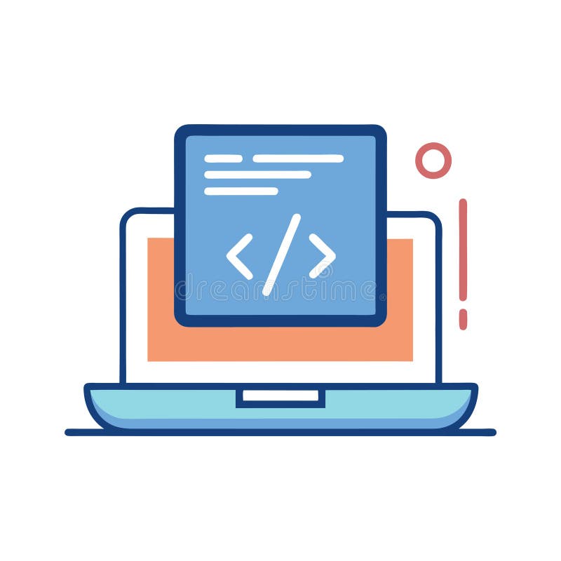 Laptop with Code Symbol: Web Development, Programming, Software Engineering, Design Concept ...