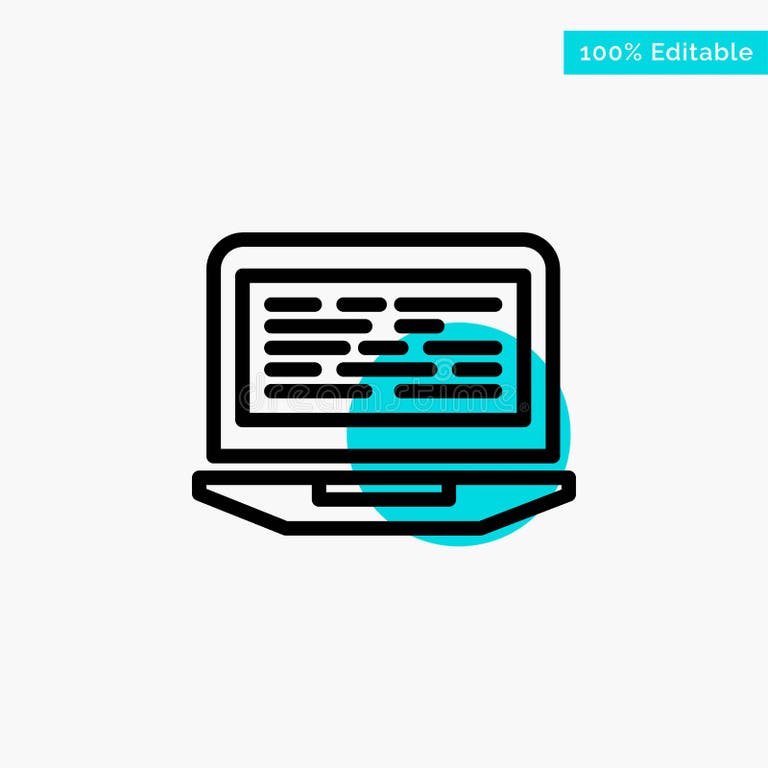 Laptop, Coding, Code, Screen, Computer Turquoise Highlight Circle Point Vector Icon Stock Vector ...