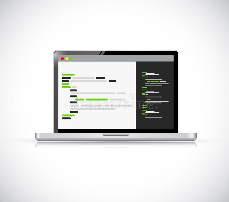 Laptop Coding Computer Icon Illustration Stock Illustration ...