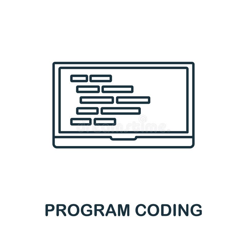 Coding Line Icon Thin Design Style From Programmer Icon Collection Stock Vector Illustration