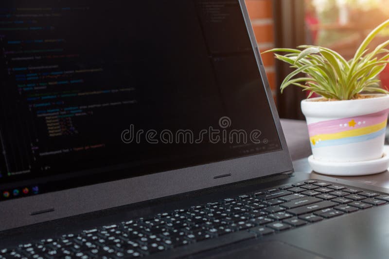 Laptop Coding for the Profession of a Developer Stock Photo - Image of ...