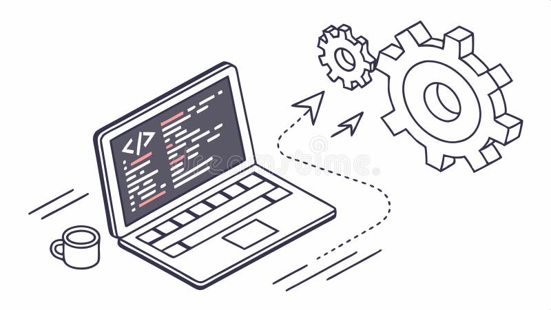 Laptop With Coding Screen Programming And Software Development Vector 3144