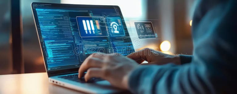 Laptop Coding Technology Data Analysis Programming Software Development Digital Interface ...