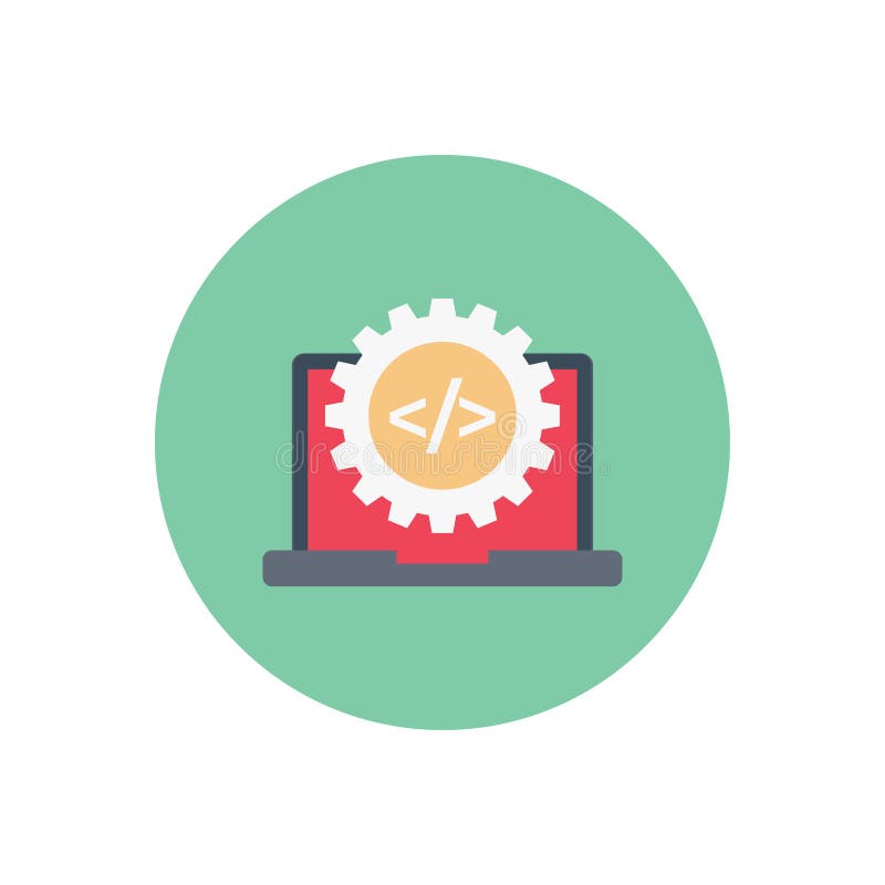 Laptop Coding Vector Flat Colour Icon Stock Vector - Illustration of ...