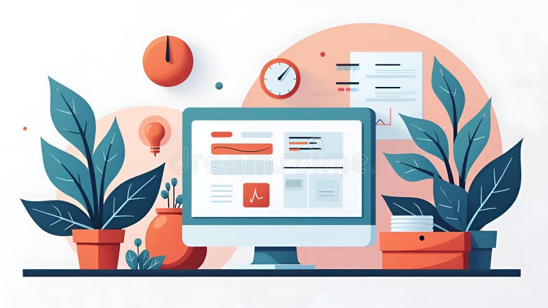 Laptop with Colored Display Simple Tech Abstract Background Stock ...