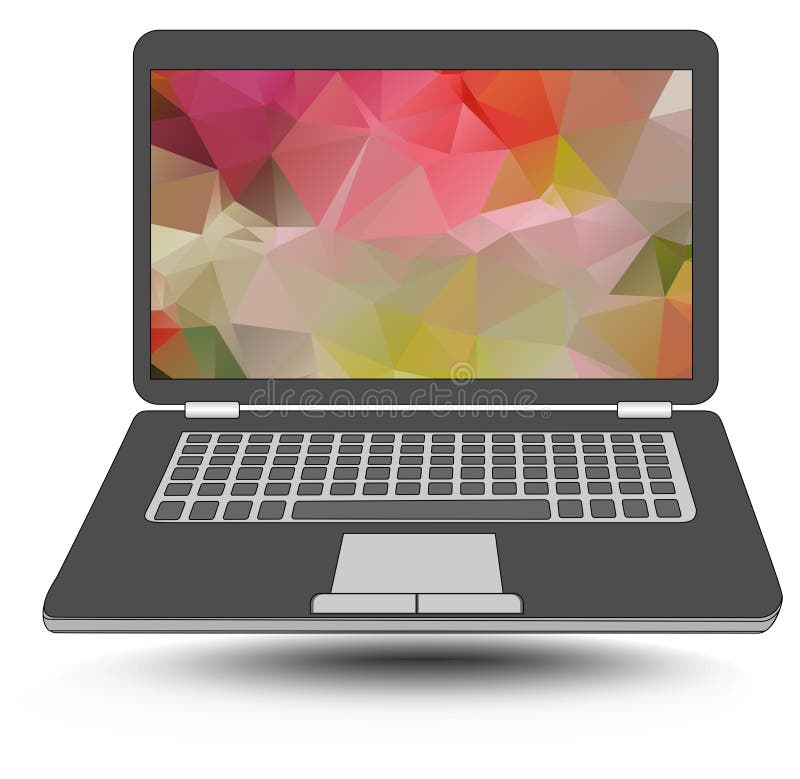 Laptop with Colorful Triangle Abstract Patterns on the Display Stock ...