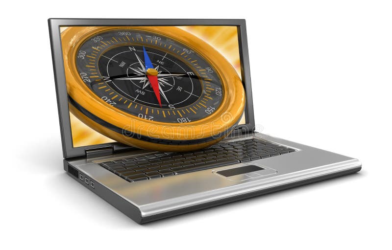 Laptop and Compass Illustration Design Stock Illustration ...