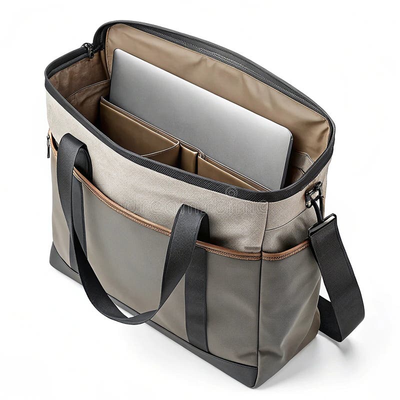 Laptop-compatible Shoulder Tote on White Background Stock Illustration ...